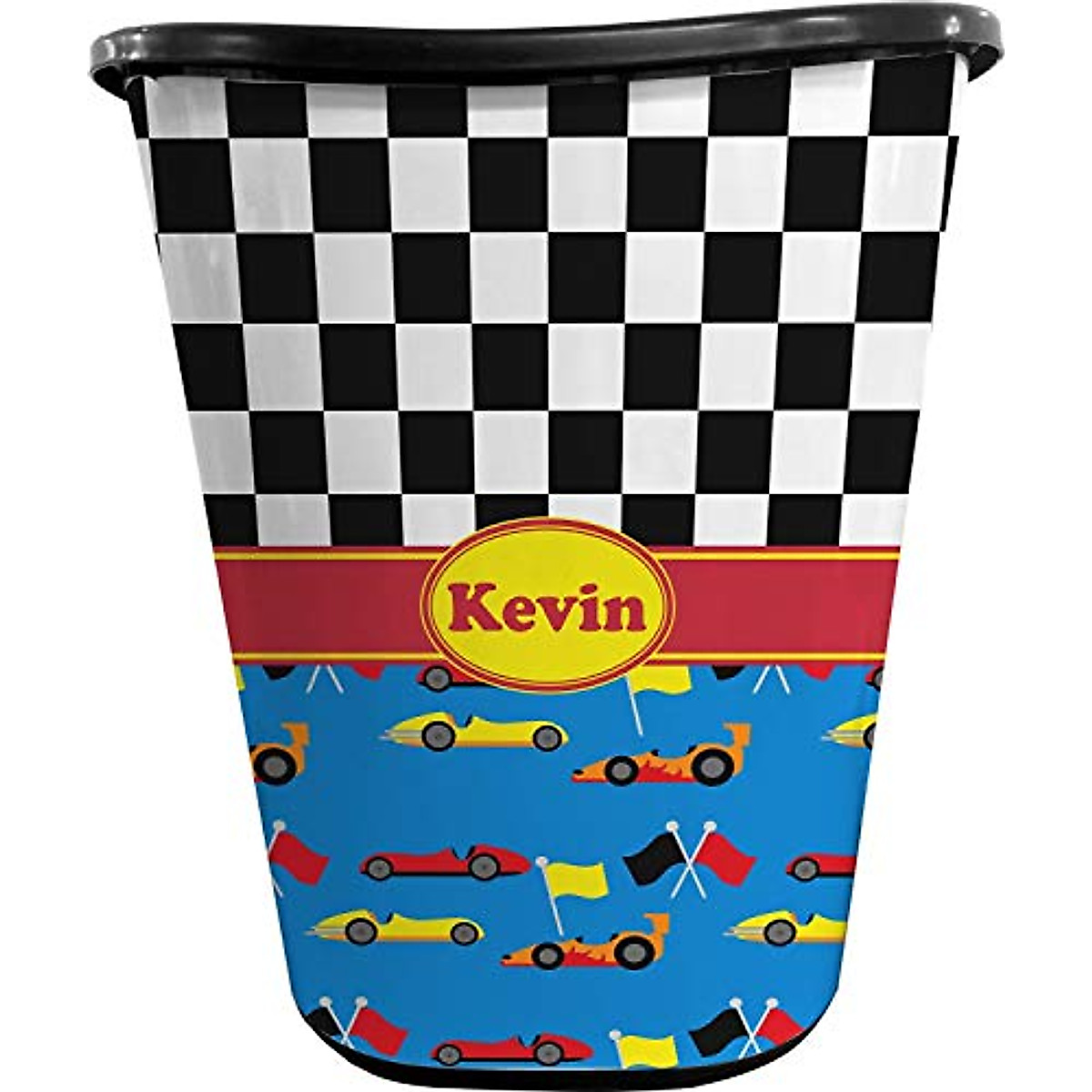 RNK Shops Racing Car Waste Basket - Single Sided (Black) (Personalized)