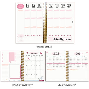 Burde Planner 2023 Life Planner Pink | 12 December 2022 - 7 January 2024 | Weekly & Monthly | 8.5x5.5" | Thick Paper | 142 Stickers Included