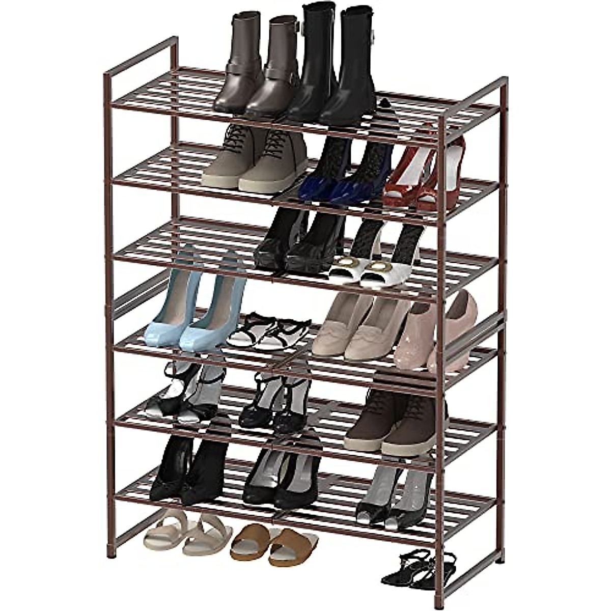 Simple Houseware 3-Tier Stackable Metal Panel Shoes Rack, Bronze