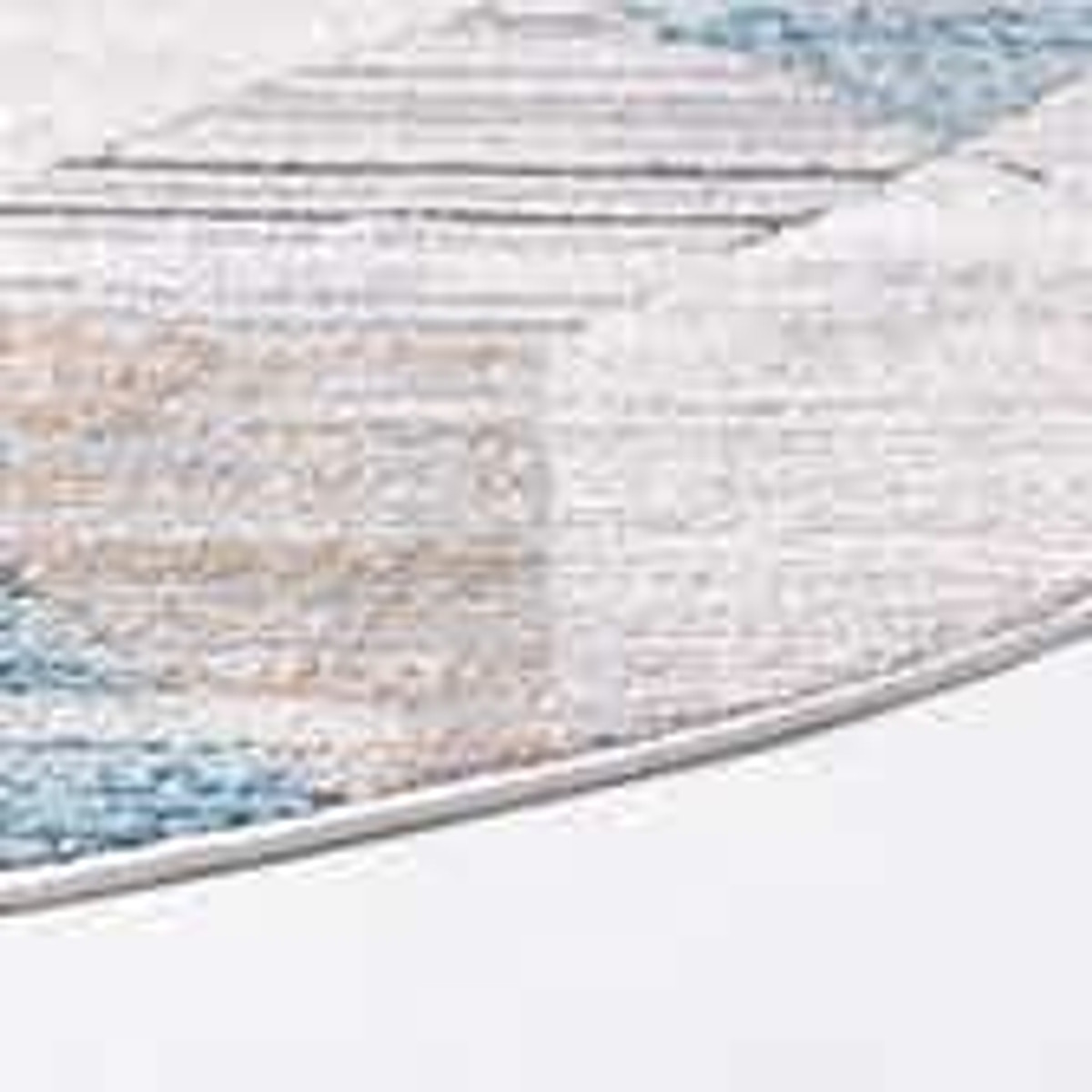 Rugs.com Leipzig Collection Round Rug – 7 Ft Round Blue Low-Pile Rug Perfect for Kitchens, Dining Rooms