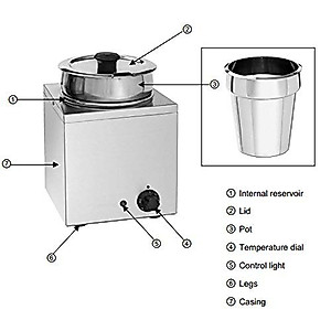 EASYROSE Commercial Food Warmer 2X6.9QT Round Soup Pot Steam Table Food Warmer Buffet Bain Marie Pot with Temperature Control & Lids, Electric Soup Warmer for Catering and Restaurants - 110V, 400W