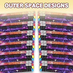 ArtCreativity Galaxy Pencils for Kids - Pack of 48 - Assorted Outer Space Designs - Cute Writing Pencils with Durable Erasers, Teacher Supplies for Classrooms, Student Reward, Astronomy Party Favors