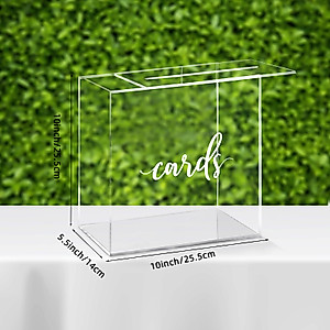 Hooqict Clear Acrylic Wedding Card Box with Slot Large Blank Gift Card Boxes for Reception, Party, Wishing Well, Money Box Holder, Graduation Decorations, Baby Shower