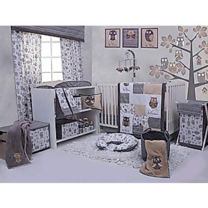 Bacati Unisex Cotton, Nursery Storage Caddy, Grey/Beige