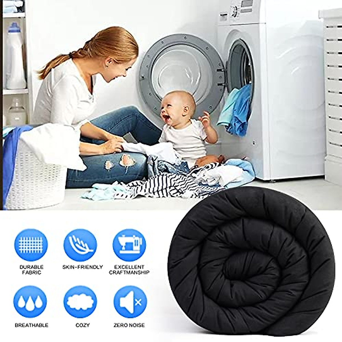 EASELAND All Season Queen Size Soft Quilted Down Alternative Comforter Reversible Duvet Insert with Corner Tabs,Winter Summer Warm Fluffy,Black,88x88 inches