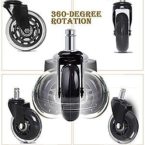 Home Office Chair Wheels for IKEA Chair, WASJOYE Set of 5 Rolling Chair Replacement Casters, Heavy Duty Gaming Computer Desk Rubber Caster for Hardwood Tile Carpet Floor Protection