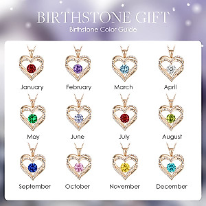 CDE Forever Love Heart Necklaces for Women, Wedding Anniversary, Birthday Gift for Wife, S925 Silver Jewelry with Birthstone Pendant, Ideal Chrismas Valentine's or Mothers Day Gifts for Her