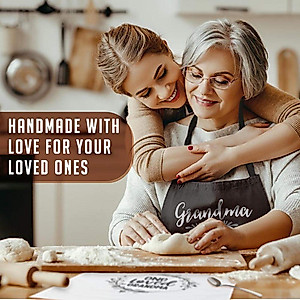 Grandma Gifts Set – 3Pc.,100% Cotton Grandma Apron with Matching Tea Towel and Engraved, Stainless Steel Tea Spoon – Great Grandmother Gifts for Grandma, Mothers Day or Grandma Birthday Gifts