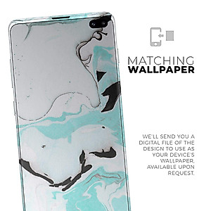 DesignSkinz Black and Teal Textured Marble 2 Protective Vinyl Decal Wrap Skin Cover Compatible with The Samsung Galaxy S20 (Screen Trim & Back Glass Skin)