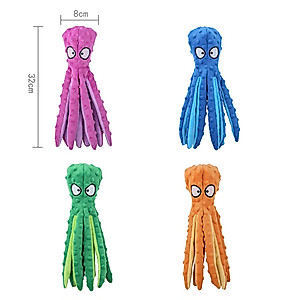 oAutoSjy 2pcs Plush Squeaky Dog Toy No Stuffing Octopus Duck Pet Toy for Small Medium and Large Dogs Crinkle Dog Toy Indoor Pet Interactive Toy Chew Toy for Biting Training Puppy Teething,Orange