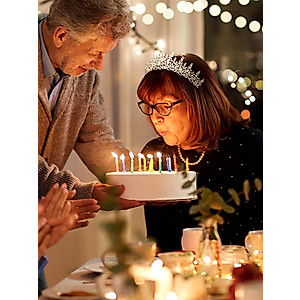 SWEETV Birthday Crowns for Women Silver Birthday Queen Sash and Tiara Set Rhinestone Princess Headband for Birthday Party Photograph