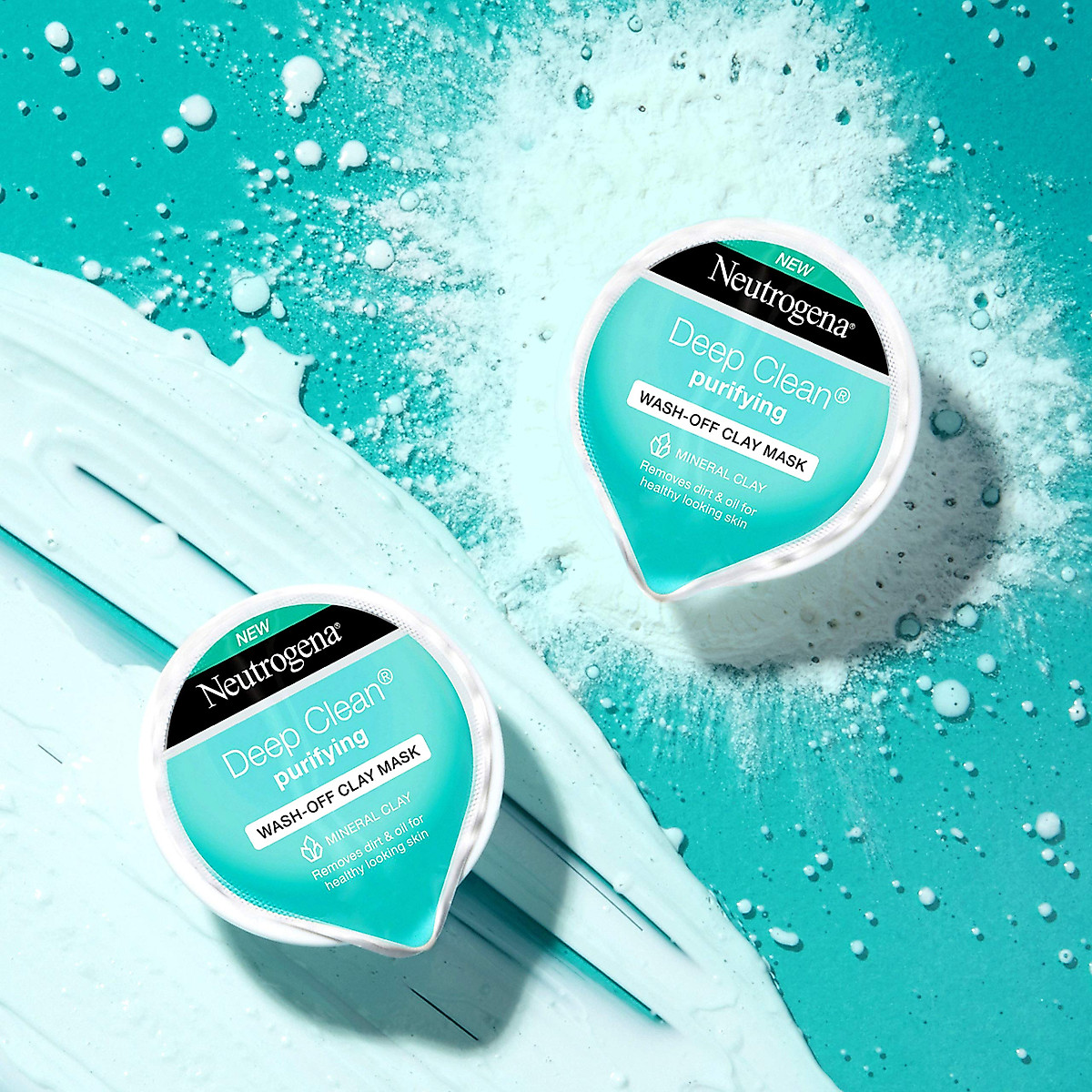 Neutrogena Deep Clean Gentle Purifying Wash-Off Clay Face Mask, Oil-Free and Non-Comedogenic, 0.3 Fl Oz, Pack of 12