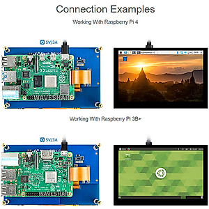 waveshare Compatible with Raspberry Pi Touchscreen 5inch DSI LCD Touch Screen 800×480 Resolution TFT LCD Display Monitor for Raspberry Pi Model 4B/3B+/3A+/3B/2B/B+/A+,CM3/3+