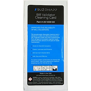 Dollar Bill Validator / Acceptor Pre-saturated Cleaning Card 10/pk