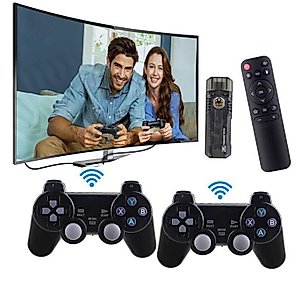 Wireless Retro Game Stick, HDMI 8K TV Input, Plug and Play Video Game Stick Built in 10000+ Games with Dual System HD + Android Tv Box
