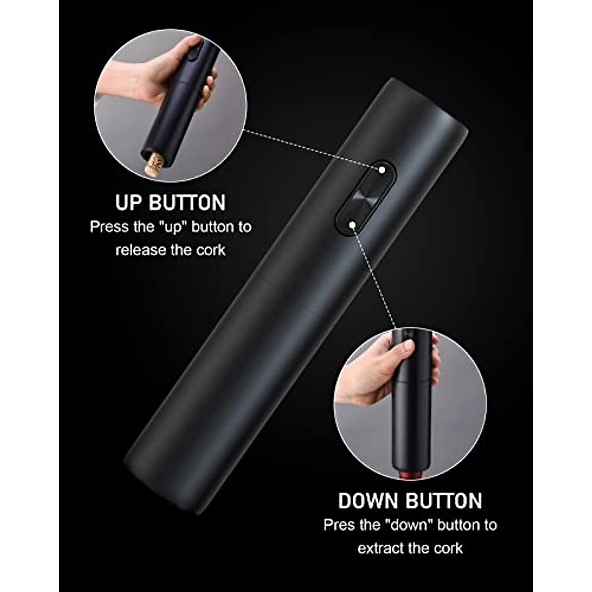 SENZER Electric Wine Opener Battery Operated Bottle Openers Reusable Wine Corkscrew for Kitchen Home Bar Restaurant - Black