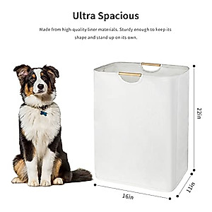 NONAKO 56L Large Laundry Baskets - Collapsible Clothes Hamper with Waterproof Lining, Durable Linen Laundry Bin for Bedroom, Laundry Room, Closet, Bathroom, Laundry Bag Stands Up Well