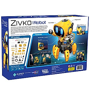 Elenco Teach Tech “Zivko The Robot”, Interactive A/I Capable Robot with Infrared Sensor, STEM Learning Toys for Kids 10+, includes Assembly Parts