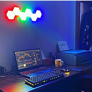 Hexoglow Hexagon LED Lights - Premium Set of Hexagon Wall Lights “6 PCS“ Remote Control and Touch Sensitivity, RGB Lighting, Aesthetic Room Decor, Perfect for Gaming Room and Living Room