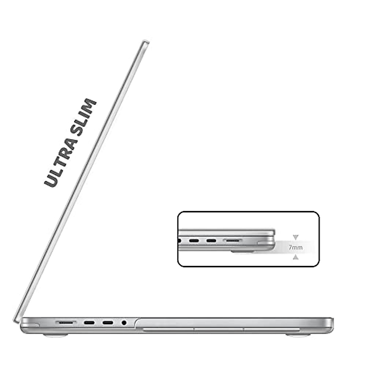 B BELK Compatible with MacBook Pro 14 inch Case 2023 2022 2021 Release M2 A2779 A2442 M1 Pro/Max Chip with Touch ID, Clear Plastic Hard Shell Case with Keyboard Cover + Screen Protector, Transparent
