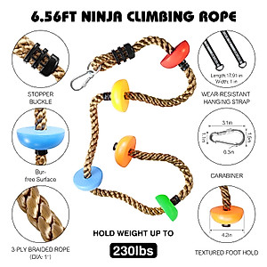 12 Ninja Tree Climbing Holds and 6.56FT Climbing Rope for Kids, Tree Climber Climbing Kit for Outdoor Ninja Warrior Obstacle Course Training