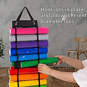 AGX Bravo Vinyl Roll Holder with 48 Compartments - Clear Vinyl Storage Organizer Wall Mount/Over The Door, Hanging Craft Vinyl Storage Rack with Door Hooks and Strap (Black)