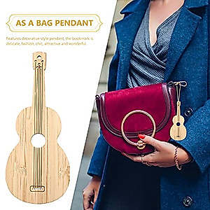 NUOBESTY 6pcs Blank Bookmarks with Hole Cello Shape Bamboo Cutouts Unfinished Vintage Bookmarks for DIY Bookmarks Tag