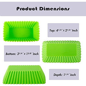 Webake Rectangular Jumbo Cupcake Liners, 4.3 Inch Silicone Baking Cups Reusable Muffin Cups Nonstick Mini Loaf Pan (Pack of 12)