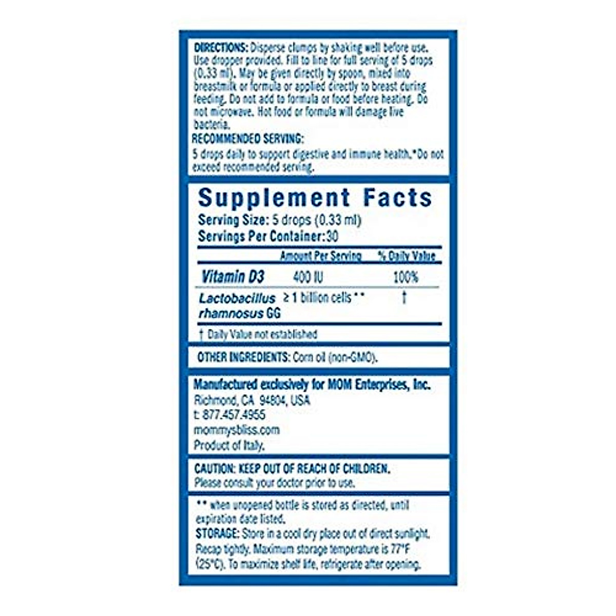 Mommy's Bliss Probiotic Drops + Vitamin D, 0.34 Oz Each (Pack of 2)2