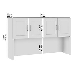 Bush Business Furniture Hampton Heights 72W Computer Hutch in White, Desk Attachment for Home Office or Professional Workspace