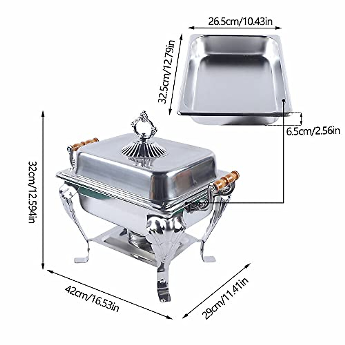 Stainless Steel Chafer Set Chafing Dish Buffet Set Chafing Dish Buffet Catering Warmer Classic Baking Tray for Buffet, Wedding and other Banquet Events