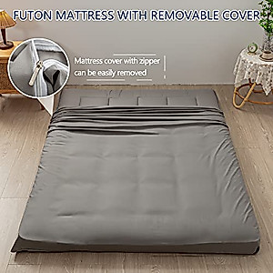 MAXYOYO Japanese Tatami Mattress - Roll Up Foldable Floor Bed for Adults & Guests, King Size, Dark Grey