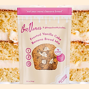 GoNanas Frosted Vanilla Cake Protein Banana Bread Mix, Vegan, Gluten Free Healthy Snacks. Oat Flour Bread or Muffin Mix. Women Owned, US Ingredients, Dairy Free, Nut Free, Delicious Snacks (1 Pack)