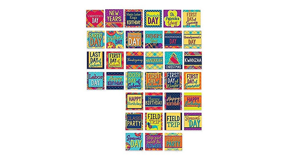 Eureka Multicolor Plaid Calendar Bulletin Board Set for Classroom
