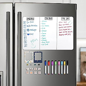 HOMiDEK Dry Erase Magnetic Whiteboard, Refrigerator Magnet Sheet, Small Fridge White Board with Markers and Eraser - 20 x 13 Inches
