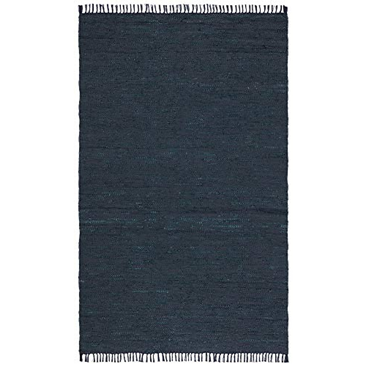 SAFAVIEH Vintage Leather Collection Accent Rug - 4' x 6', Black, Handmade Boho Fringe Leather, Ideal for High Traffic Areas in Entryway, Living Room, Bedroom (VTL501Z)