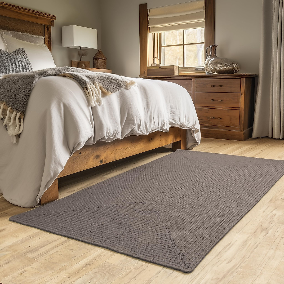 Super Area Rugs Lichfield Gray Braided Rug for Living Room - Washable Braided Rug - Woven Rug for Bedroom - Charcoal Gray 5' x 8' Rectangle