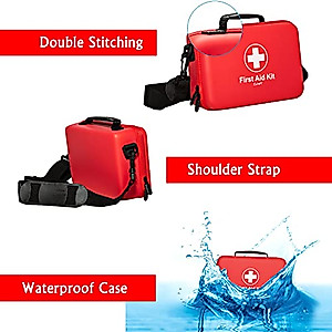 Premium First Aid Kit Travel, Waterproof with Shoulder Straps for Easy Carry - Ideal for Home, Car, and On-The-Go Emergencies