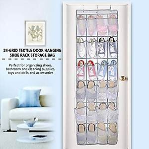 Isabelvictoria 24 Large Mesh Pockets Non-Woven Hanging Storage Bag Behind Doors Space Saving Shoes Rack Household Accessories