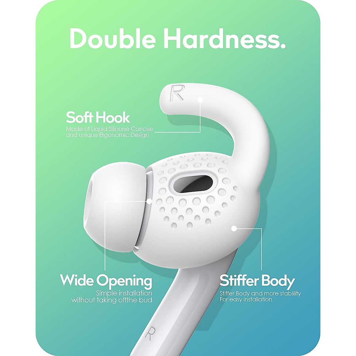 Gcioii 3 Pairs for AirPods Pro 2 Ear Hooks Covers [Added Storage Pouch] Anti-Slip Accessories Compatible with Apple AirPods Pro 2nd Generation (White)