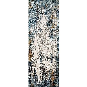 Loloi II Alchemy Collection ALC-05 Denim/Ivory, Contemporary 6'-7" x 9'-2" Area Rug