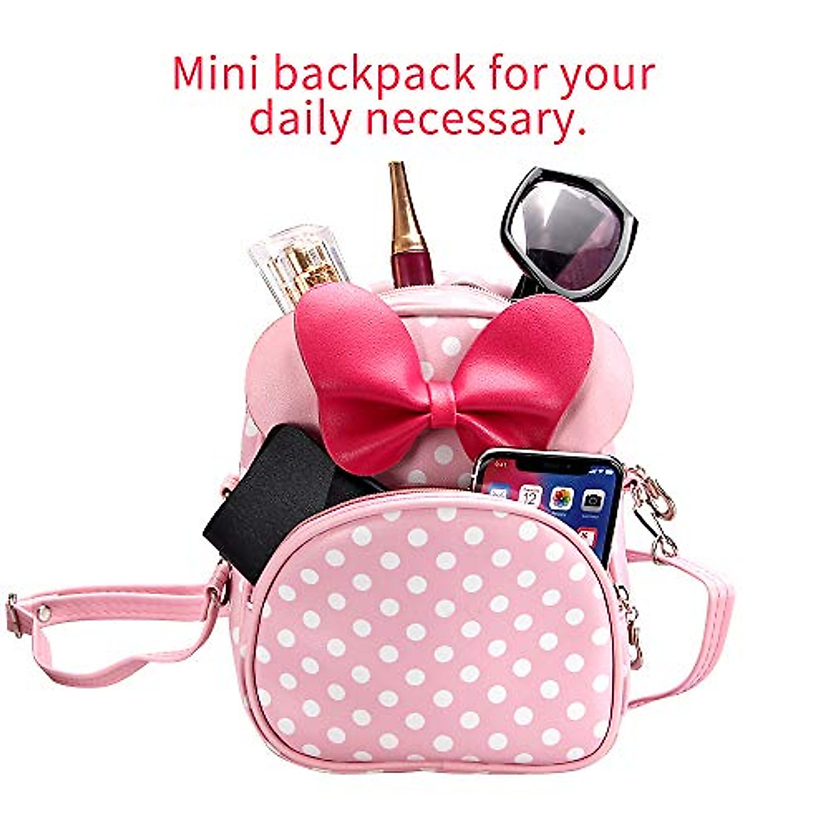 Voikukka Cute Little Girls Backpack Convertible Women Crossbody Purse Leather Mini Backpack Purse Pink Toddler Backpack Small Daypack Kids Travel Bag Ladies Backpack