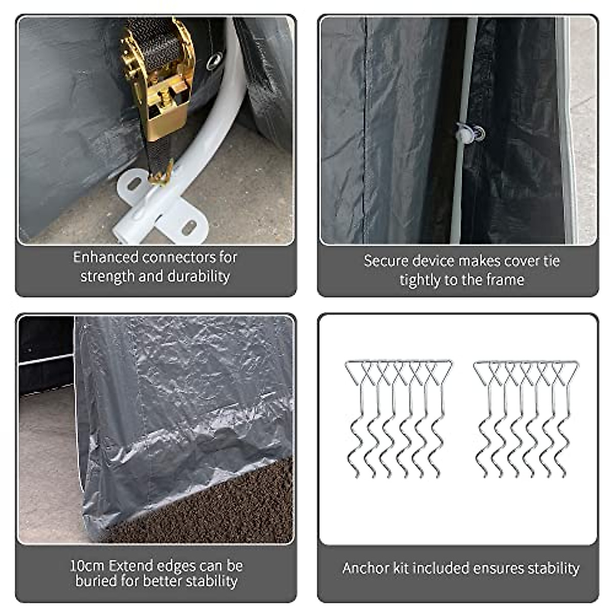 Outsunny 9' x 8' Garden Storage Tent, Heavy Duty Bike Shed, Patio Storage Shelter w/Metal Frame and Double Zipper Doors, Dark Grey