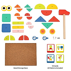 TOOKYLAND Fine Motor Toys, Toy Hammer and Nails Game is Montessori Toys That Exercise Children's Hands-on Skills and Develop Their Imagination for Kids
