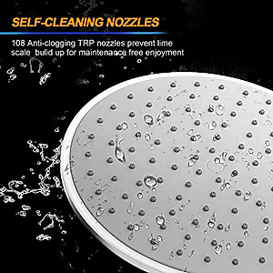 WarmSpray Rain Shower Head High Pressure with 9 Inch Thin Chrome Large Coverage Rainfall Spray Shower Relaxation