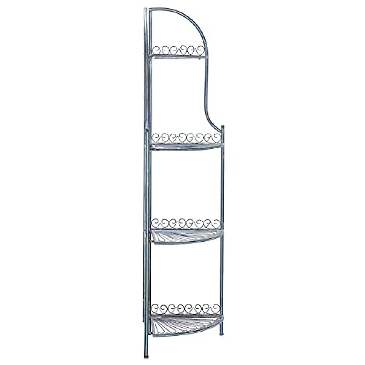 SAFAVIEH PAT5013C Outdoor Collection Abarrane Antique Blue Wrought Iron 4-Tier Corner Shelf