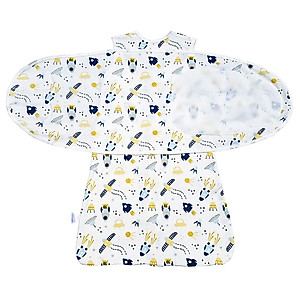 Baby 100% Cotton Sleeping Bag Split Swaddle Wearable Blanket for Boys and Girls, 4 Season, 6-12 Months (Spaceship)