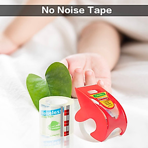 Packing Tape with Dispenser Clear Noiseless Packaging Tape for Shipping Moving Strong Sealing Adhesive Industrial Depot Tapes for Storage 1.96 inch x 33 Yards 1” Core 3 Pack