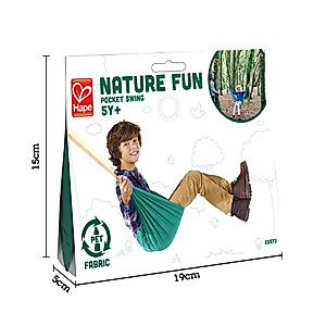 Hape Pocket Swing| Green Portable Hammock for Kids, Outdoor Children’S Swinging Chair, Easy Attach Mechanism for Ages 5+, 220 Lb Weight Capacity