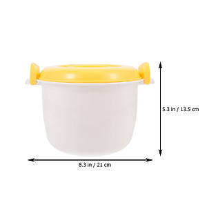 BESTonZON Microwave Rice Cooker Steamer Bowl for Vegetables with Steam Release Vent Microwaveable Cookware for Rice and Vegetables Yellow S